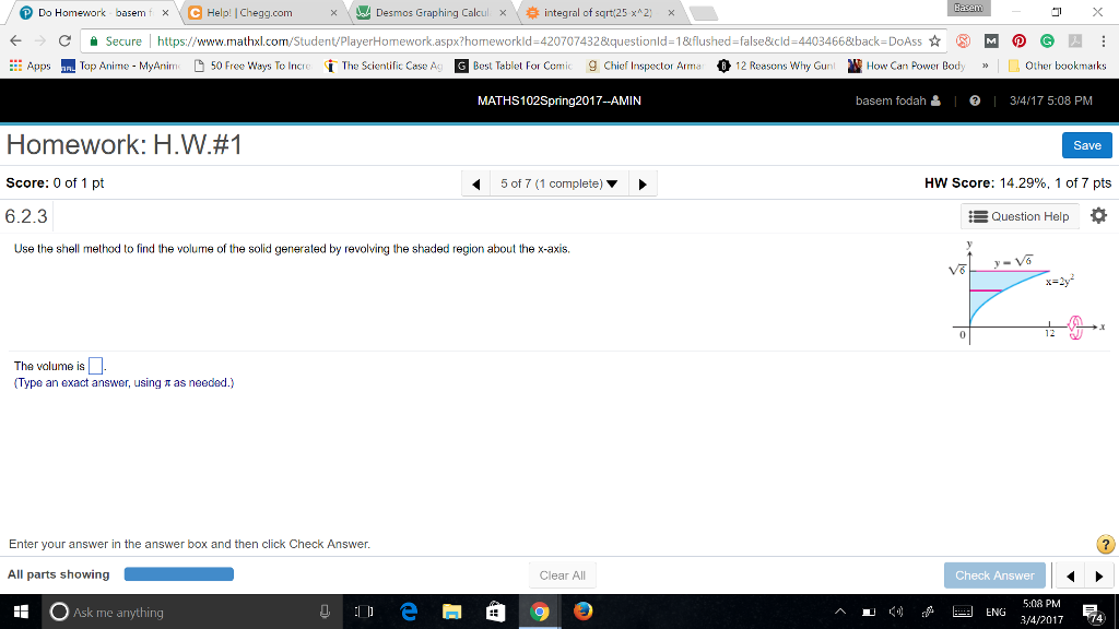 Solved Basem P Do Homework basem f x x De smos Graphing | Chegg.com