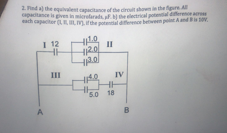 Solved 2. Find a) the equivalent capacitance of the circuit | Chegg.com