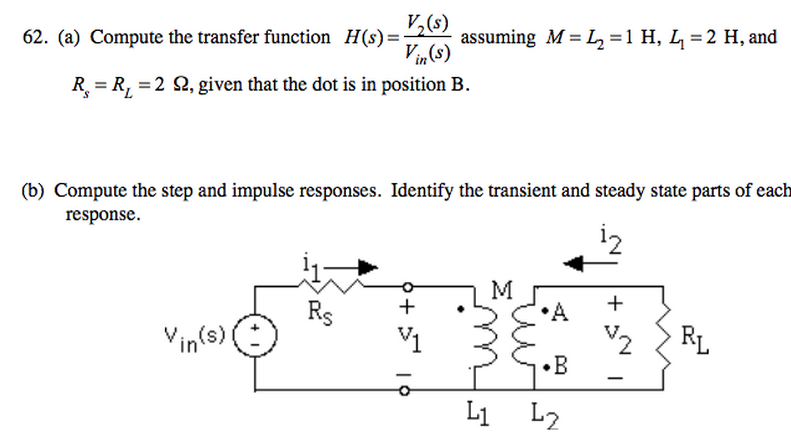Solved 62. (a) Compute the transfer function H(s) = | Chegg.com