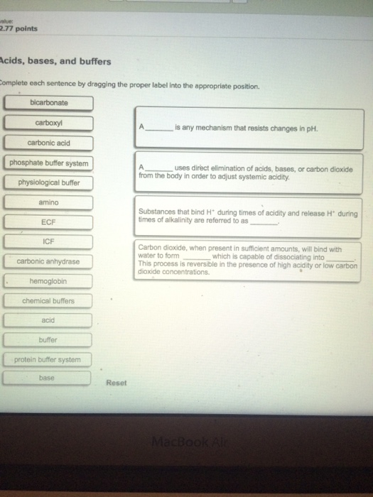 Solved Acids, bases, and buffers Complete each sentence by | Chegg.com