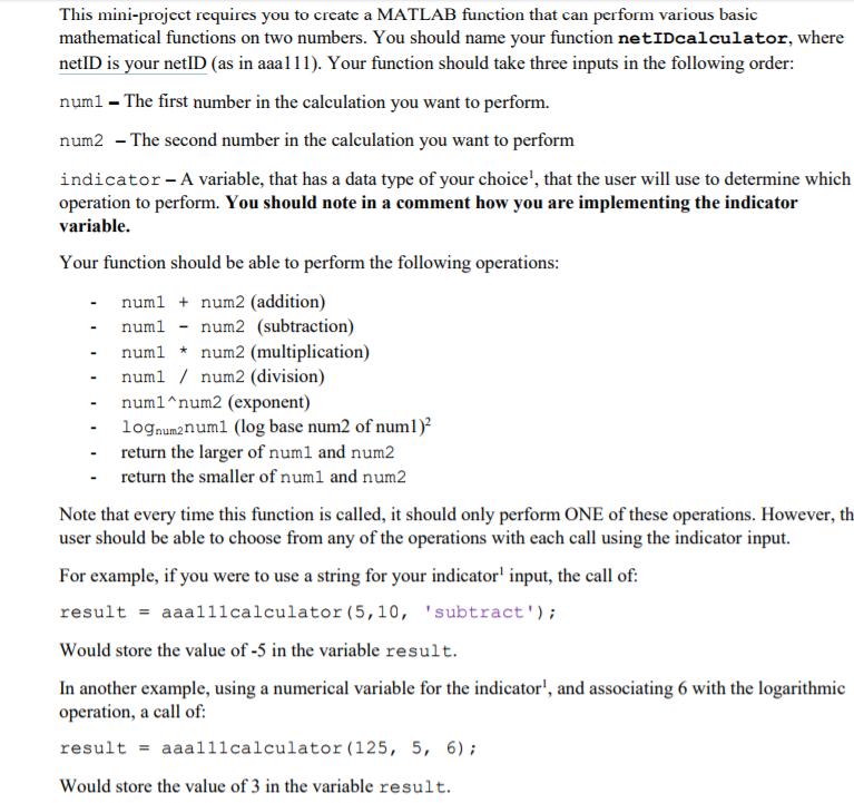 Solved This Mini Project Rcquires You To Crcate A Matlab 