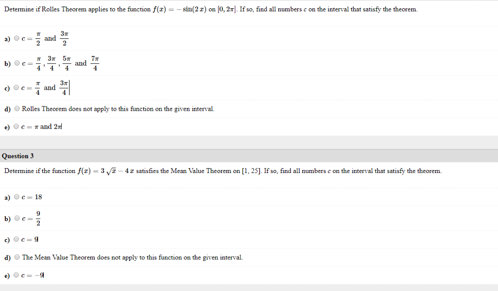 Solved Determine If Rolles Theorem Applies To The Function