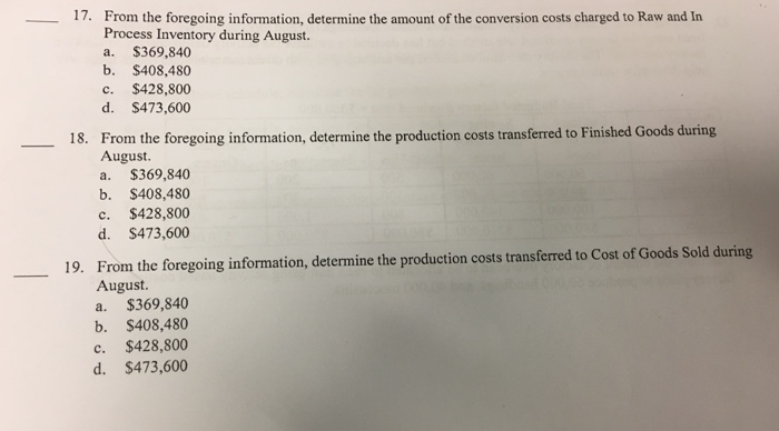 From the foregoing information, determine the amount | Chegg.com