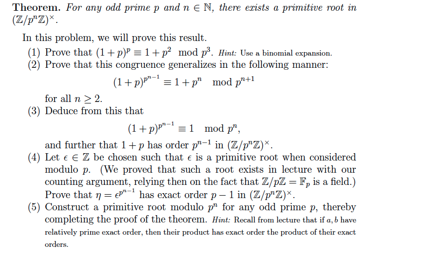 Solved Theorem. For any odd prime p and n Element N. there | Chegg.com