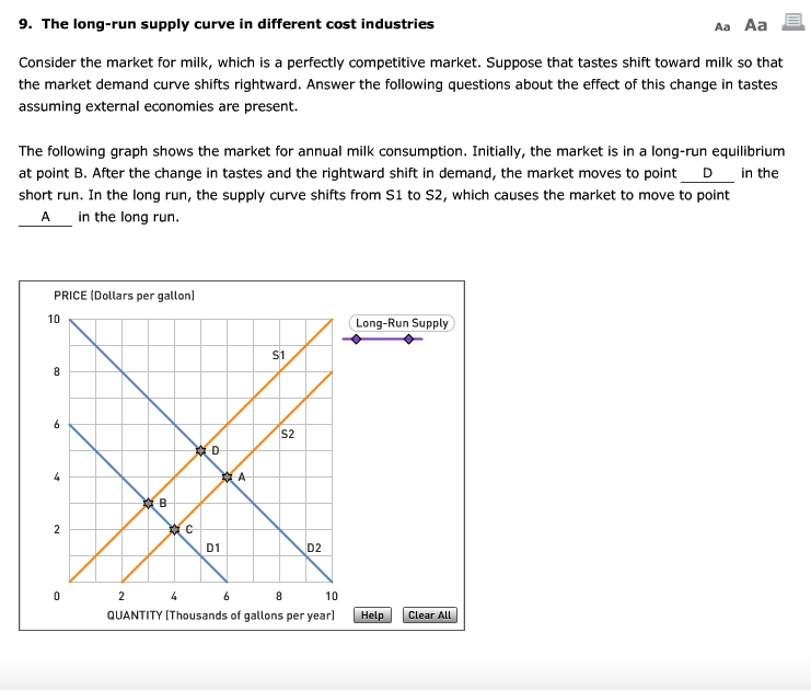 Solved the long run supply curve in different cost | Chegg.com