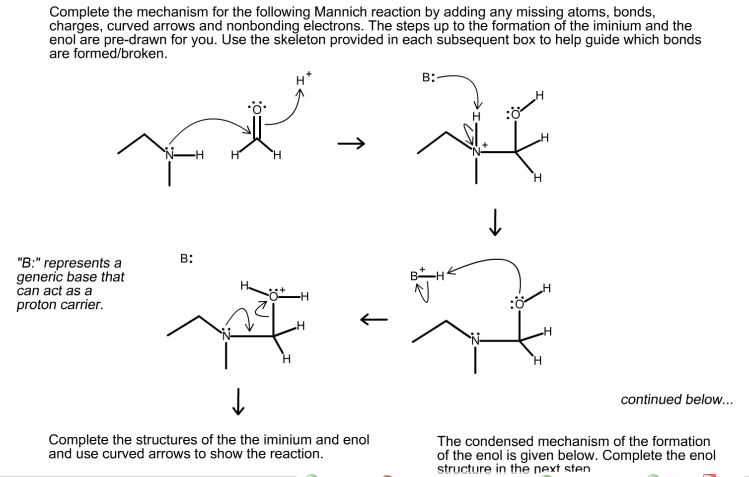 Solved Complete the mechanism for the following Mannich | Chegg.com