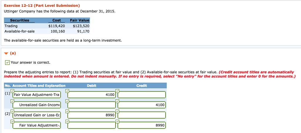 Solved Exercise 12-12 (Part Level Submission) Uttinger | Chegg.com
