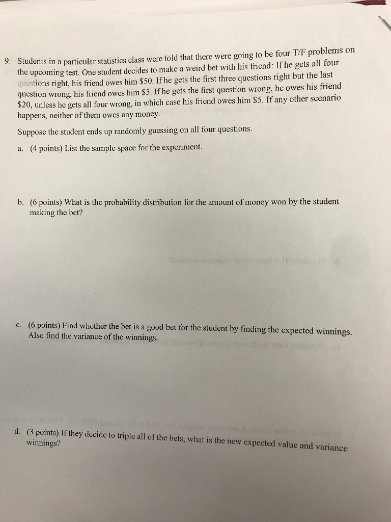 Solved 9. Students in a particular statistics class were | Chegg.com