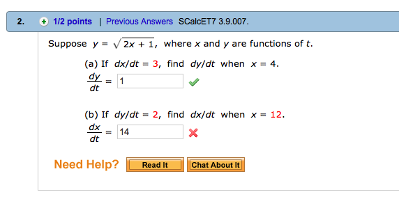 Solved Suppose y = root 2x + 1, where x and y are functions | Chegg.com