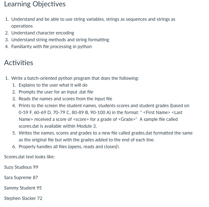 Solved Learning Objectives 1. Understand and be able to use | Chegg.com