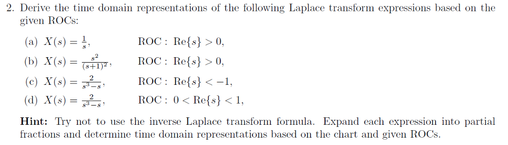 Solved Derive the time domain representations of the | Chegg.com