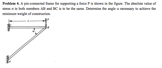 Solved A pin-connected frame for supporting a force P is | Chegg.com