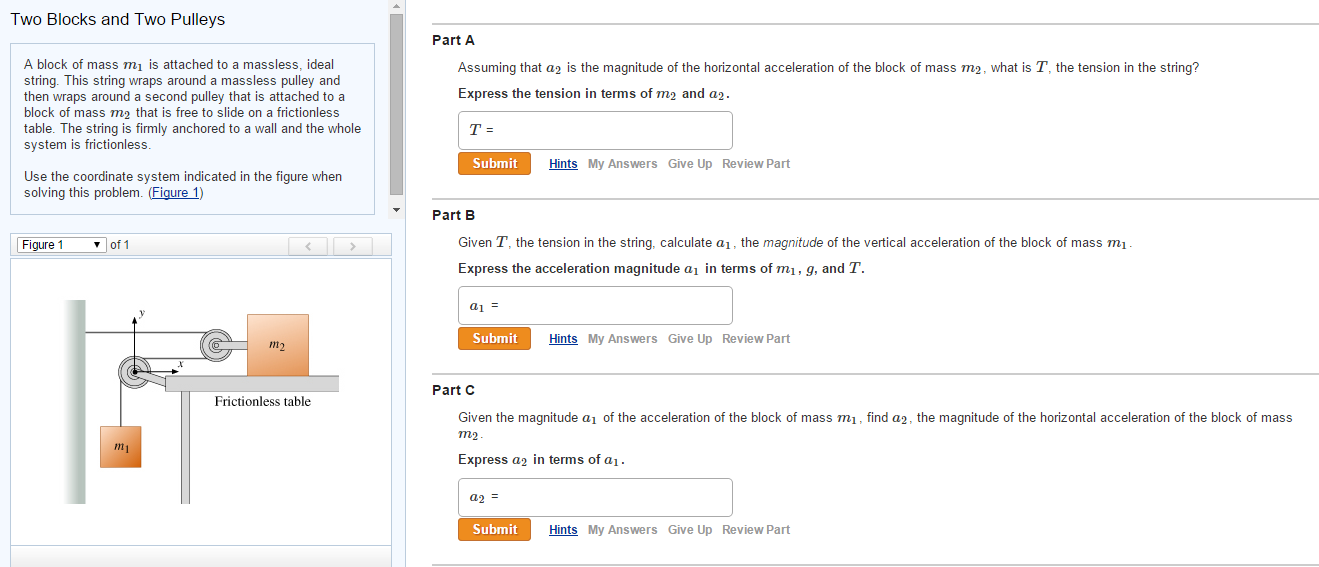 Solved Two Blocks and Two Pulleys A block of mass m is | Chegg.com