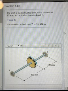 Solved The shaft is made of L2 tool steel, has a diameter of | Chegg.com