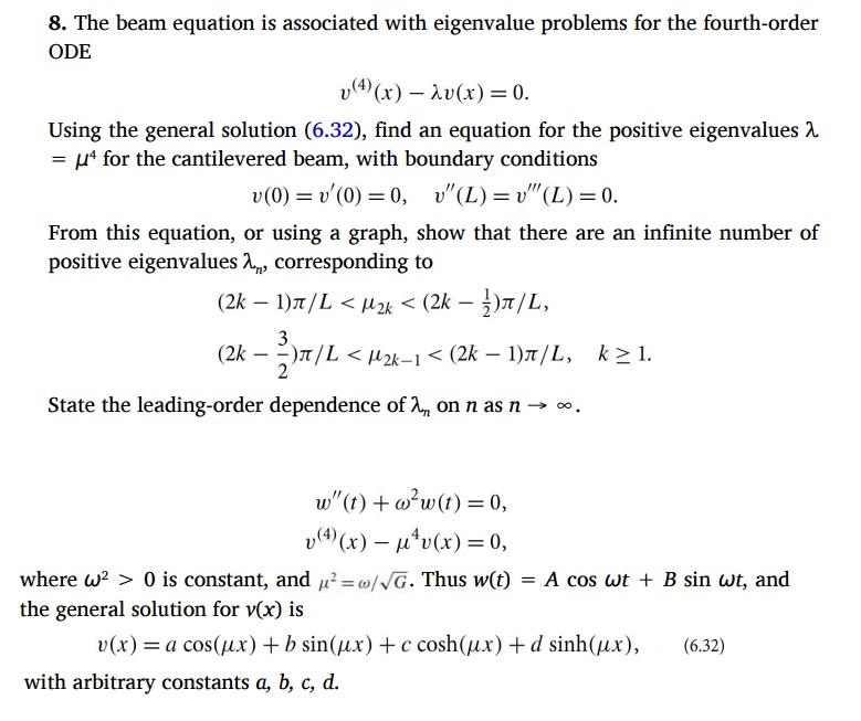 The Beam Equation Is Associated With Eigenvalue