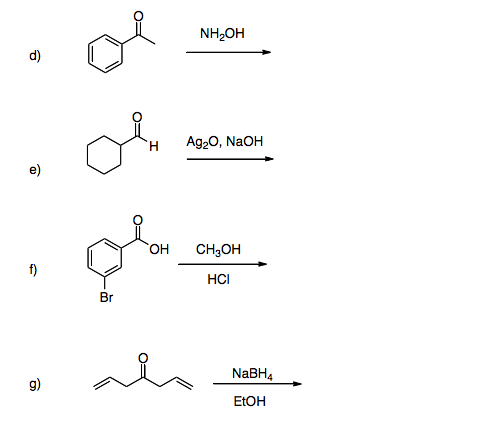 Solved NH2OH d) H Ag20, NaOH :小 OH CH3OH HCI g) EtOH | Chegg.com