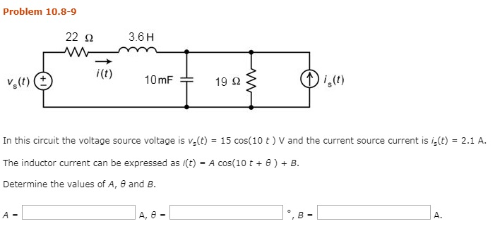 Solved Problem 10.8-9 22 ? 3.6H i(t) s (t) (t 10mF 19 ? In | Chegg.com