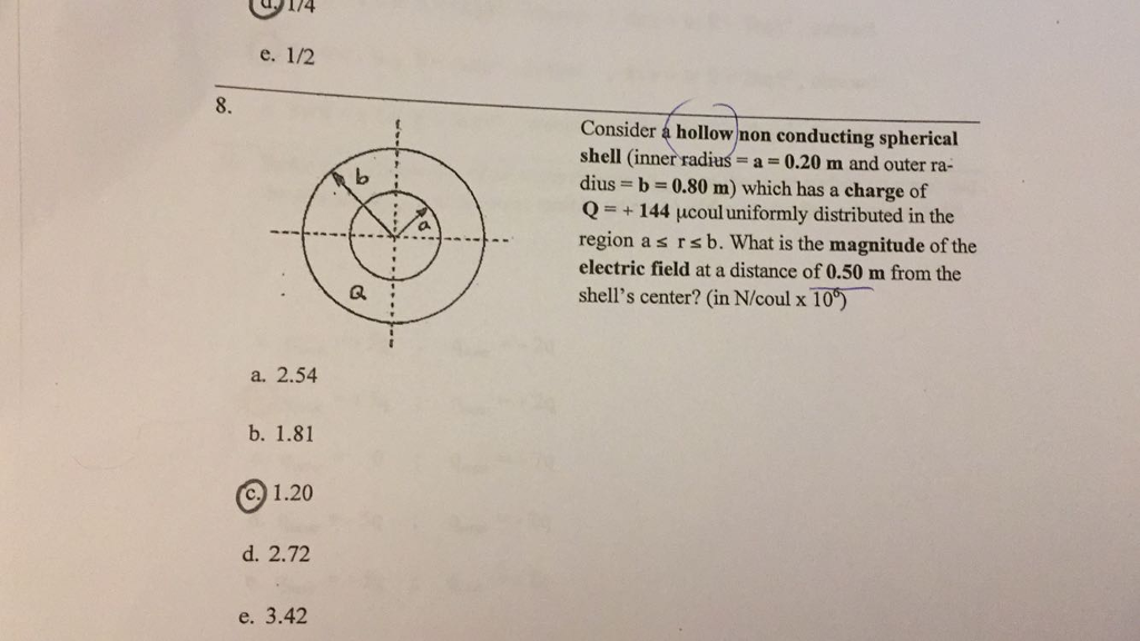 Solved Consider a hollow non conducting spherical shell | Chegg.com