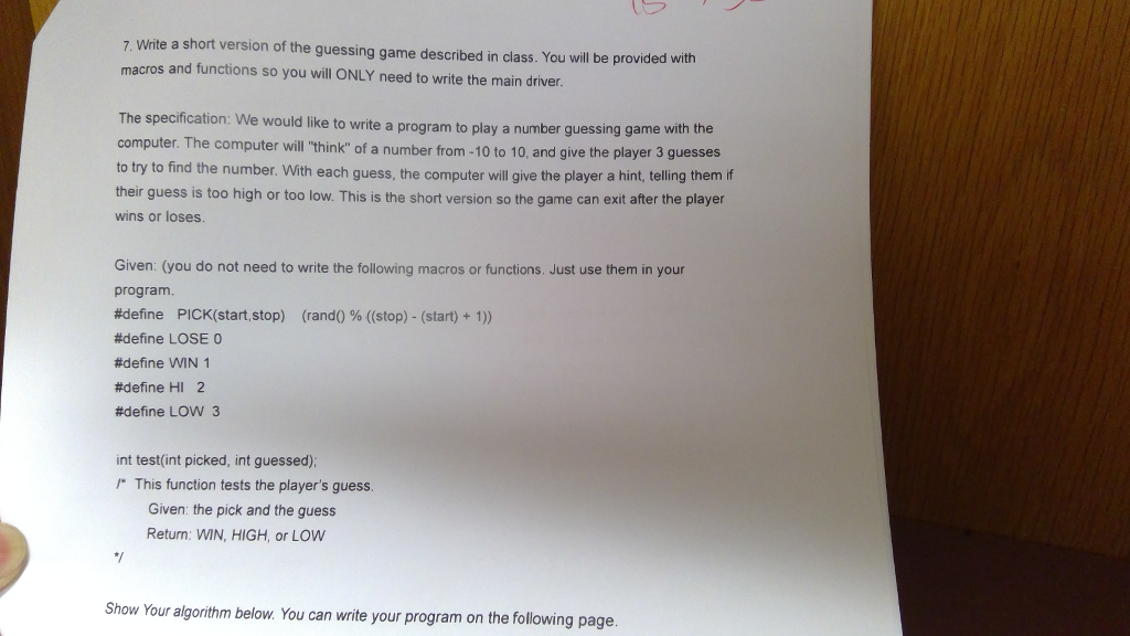 Solved 7. Write a short version of the guessing game | Chegg.com