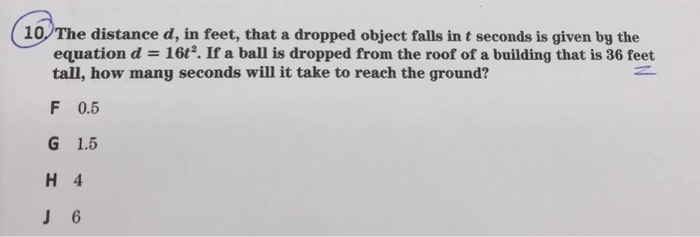 Solved The distance d, in feet, that a dropped object falls | Chegg.com