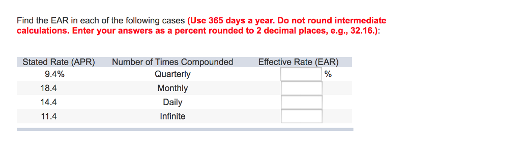 Solved Find the APR, or stated rate, in each of the | Chegg.com