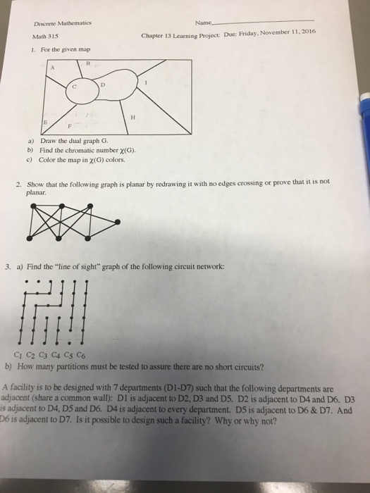 For the given map Draw the dual graph G. Find the | Chegg.com