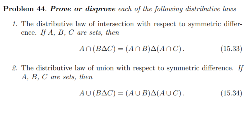 Solved Problem 44. Prove or disprove each of the following | Chegg.com
