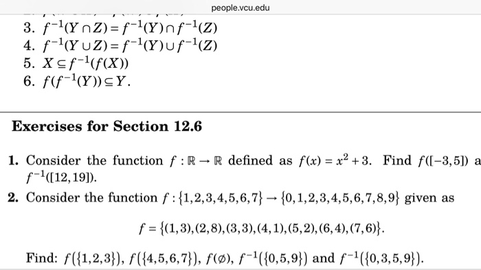 Solved f^-1(Y Z) = f^-1(Y) f^-1(Z) 4. f^-1(Y Z) = f^-1(Y) | Chegg.com