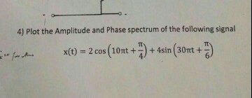 Solved Plot the Amplitude and Phase spectrum of the | Chegg.com
