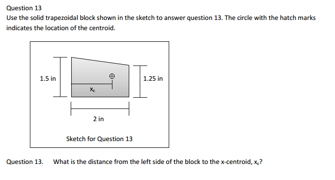 Solved Use the solid trapezoidal block shown in the sketch | Chegg.com