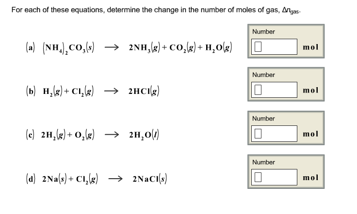 Solved For each of these equations, determine the change in | Chegg.com