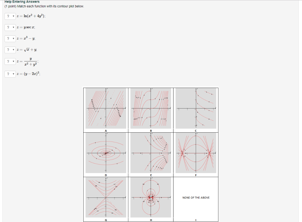Solved Help Entering Answers (1 point) Match each function | Chegg.com