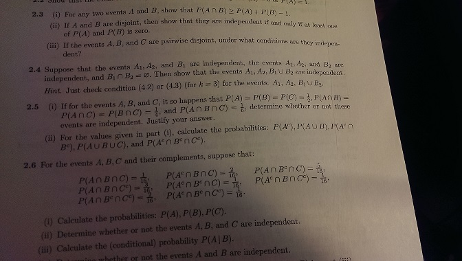Solved For any two events A and B, show that If A and B arc | Chegg.com
