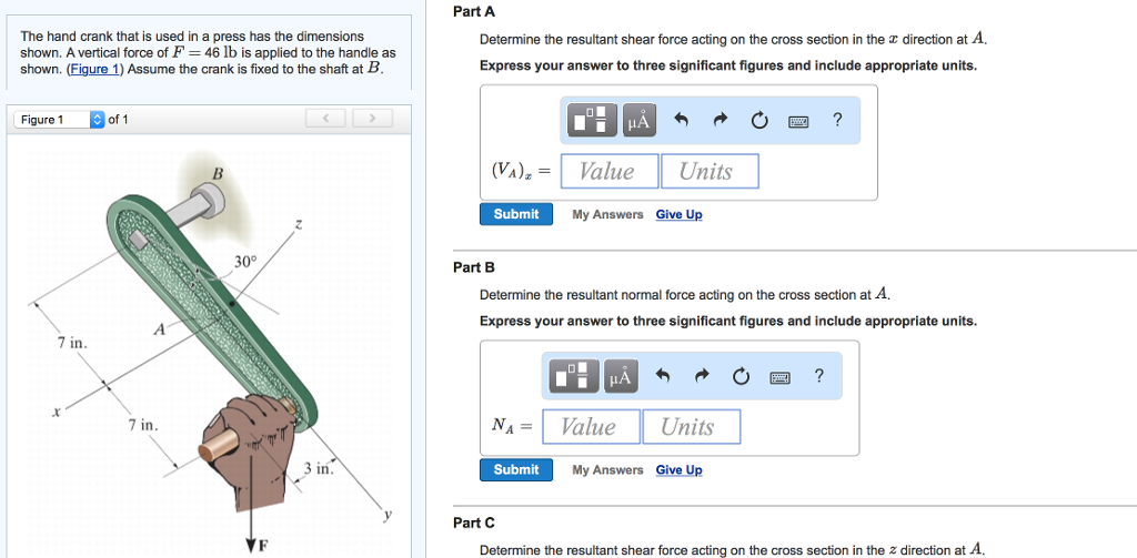Solved Part A The hand crank that is used in a press has the | Chegg.com