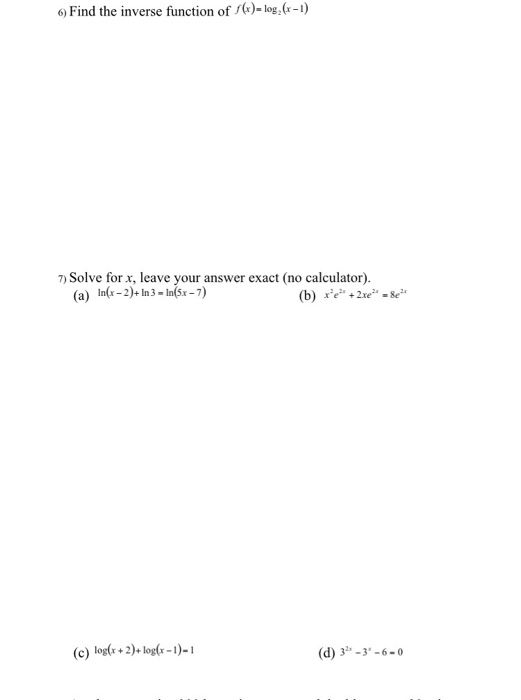 Solved Find the inverse function of f(x) = log_2 (x - 1) | Chegg.com