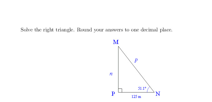 Solved Solve the right triangle. Round your answer to one | Chegg.com