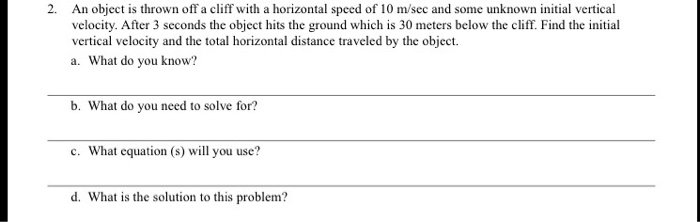 Solved An object is thrown off a cliff with a horizontal | Chegg.com