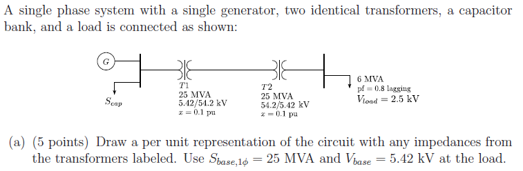 Solved A single phase system with a single generator, two | Chegg.com