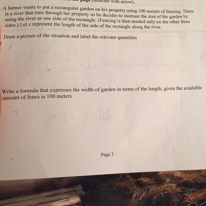 Solved A farmer wants to put a rectangular garden on his | Chegg.com