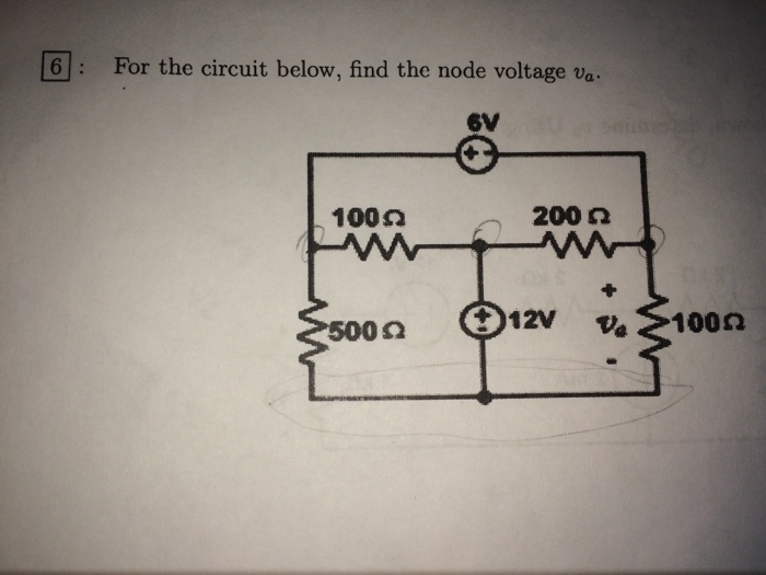 Solved 6 For the circuit below, find the node voltage va. | Chegg.com