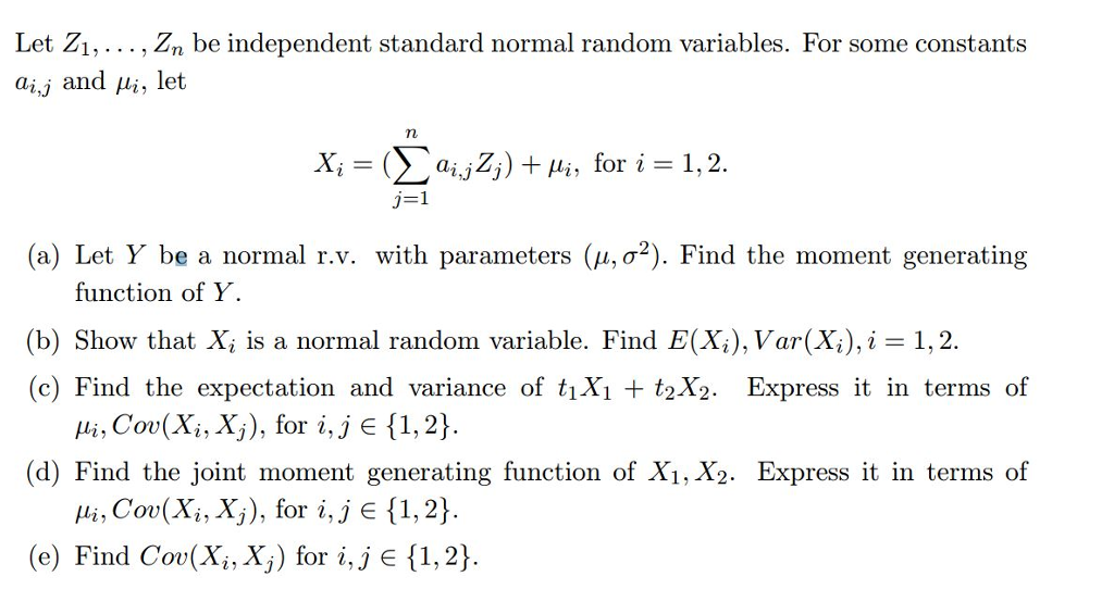 Solved Let Z_1, ..., Z_n be independent standard normal | Chegg.com