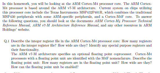 In this homework, you will be looking at the ARM | Chegg.com