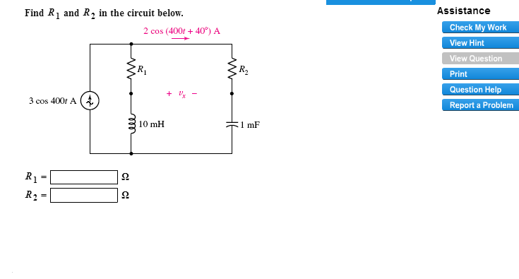Solved Find R1 and R2 in the circuit below. Thanks! | Chegg.com