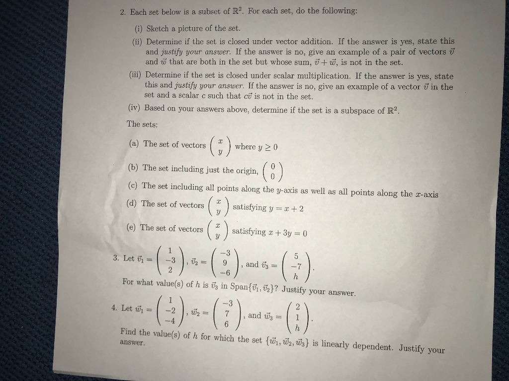 Solved 2. Each set below is a subset of R2. For each set, do | Chegg.com