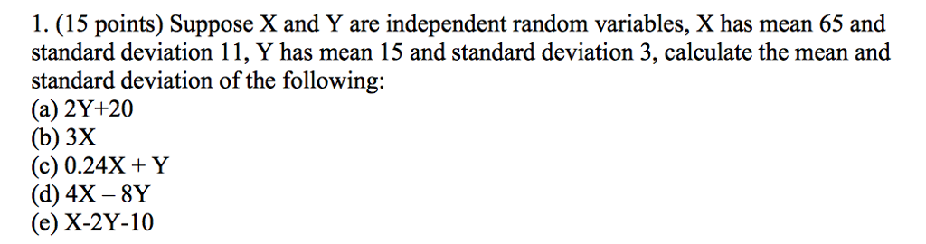 Solved 1. (15 points) Suppose X and Y are independent random | Chegg.com