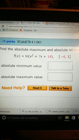 Solved Find the absolute maximum and absolute minimum f(x) | Chegg.com