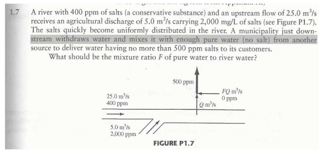 Solved A river with 400 ppm of salts (a conservative | Chegg.com