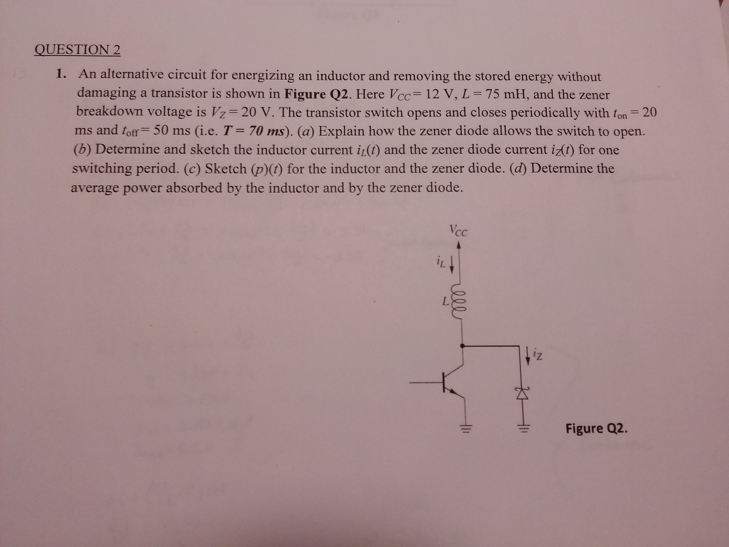 An alternative circuit for energizing an inductor and | Chegg.com