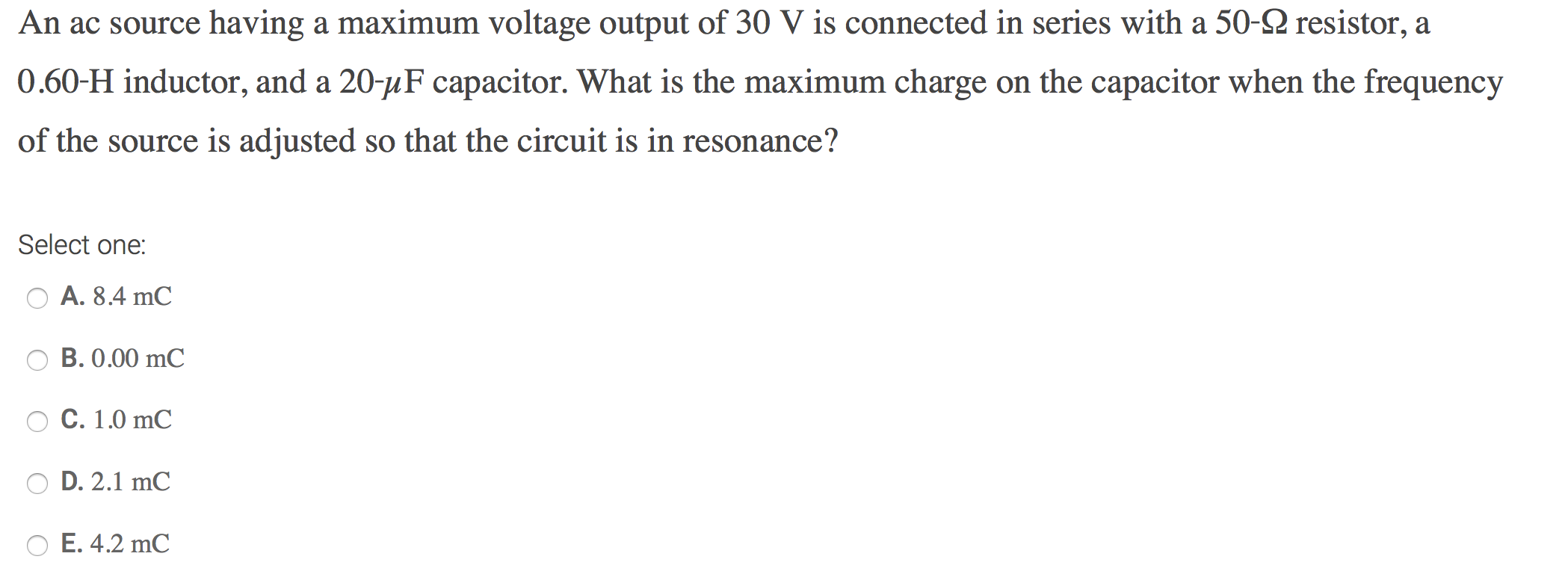 Solved An ac source having a maximum voltage output of 30 V | Chegg.com