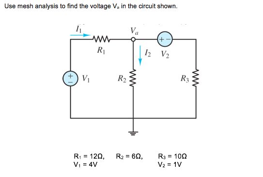 Solved Use mesh analysis to find the voltage Va in the | Chegg.com